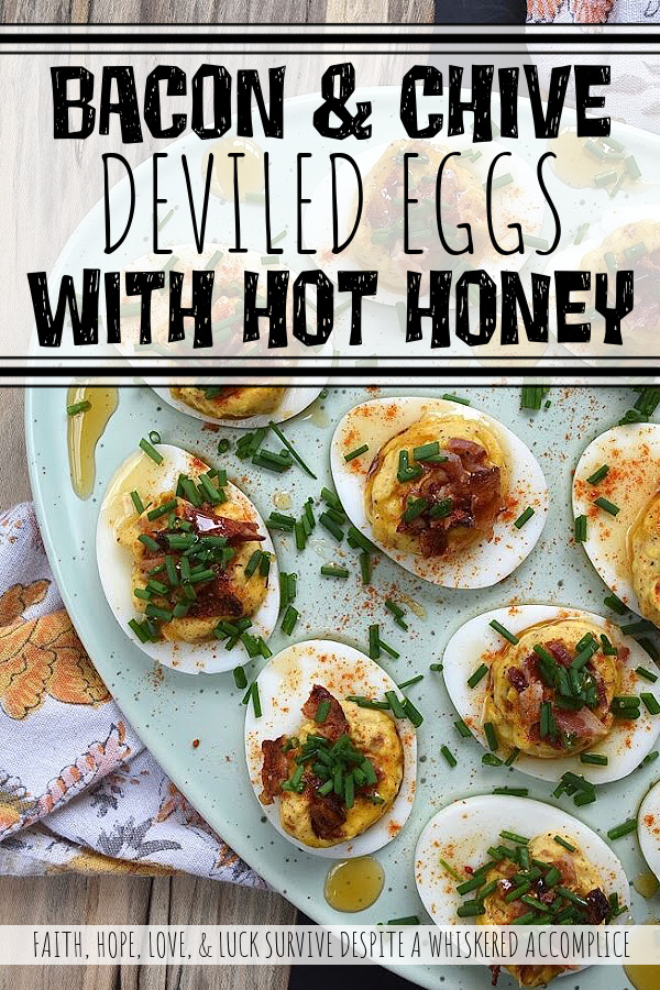 Bacon & Chive Deviled Eggs with Hot Honey